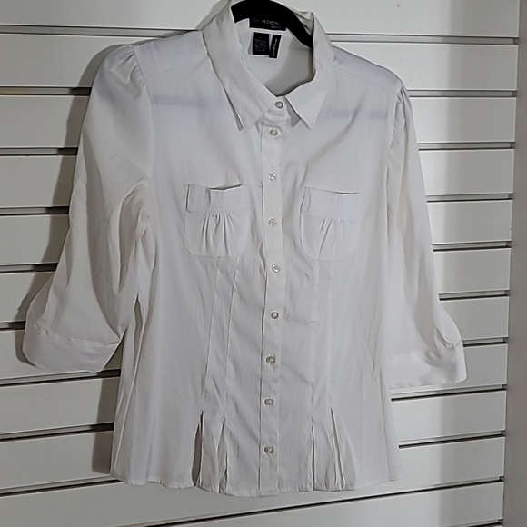 Cotton Express | Tops | Cotton Express Missy White Shirt Large Stretch ...